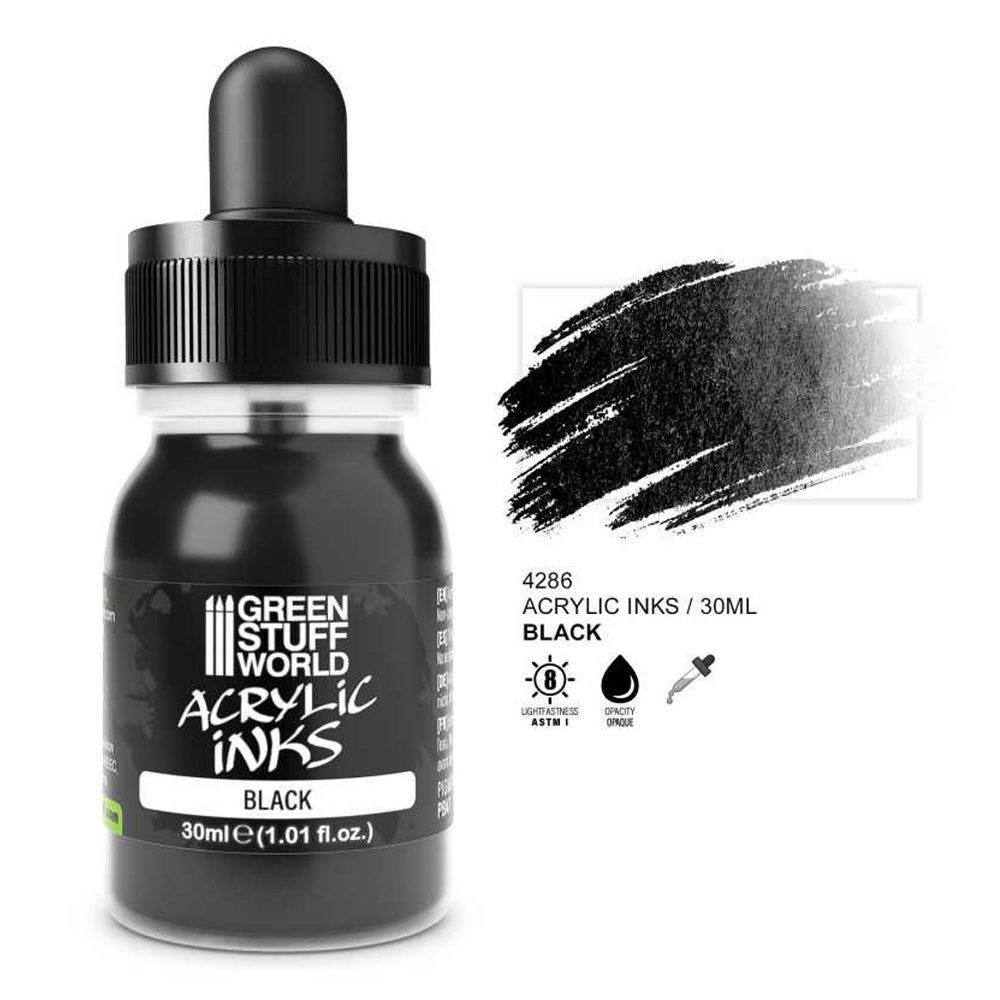 Acrylic Inks Opaque - BLACK 30 ml