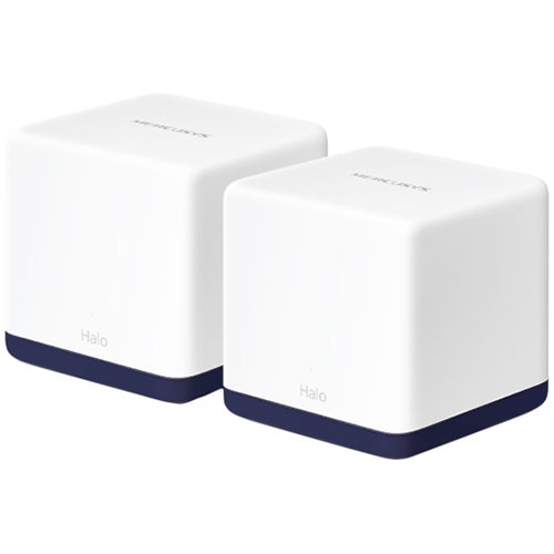 Mercusys Halo H50G (2-Pack) AC1900 Whole Home Mesh Wi-Fi System, 600 Mbps at 2.4 GHz + 1300 Mbps at 5 GHz, 3× Internal Antennas, 3× Gigabit Ports per Unit (WAN/LAN auto-sensing), Halo APP, Router/...