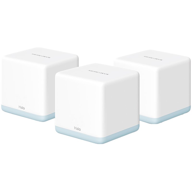 Mercusys Halo H30G(3-pack) AC1300 Whole Home Mesh Wi-Fi System, 400 Mbps at 2.4 GHz + 867 Mbps at 5 GHz, 2× Internal Antennas, 2× Gigabit Ports per Unit (WAN/LAN auto-sensing), MERCUSYS APP, Route...