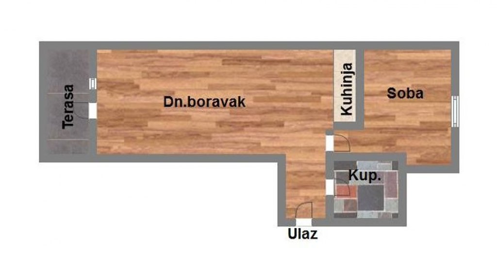 Podbara, dvosoban, 44m2