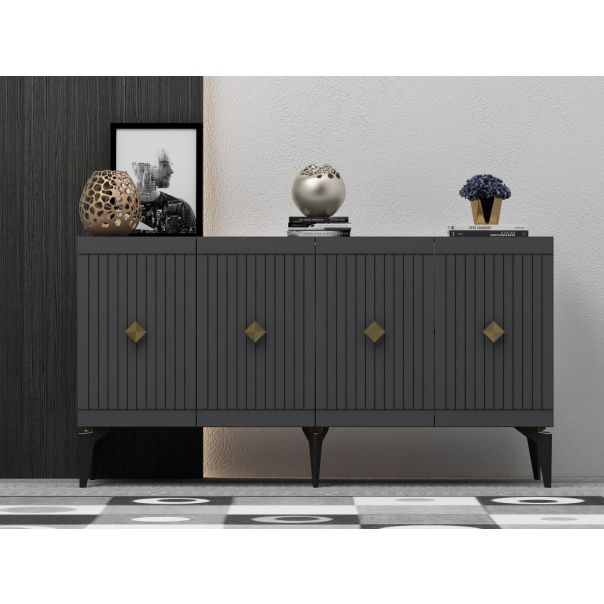 HANAH HOME Komoda Midas Anthracite Gold