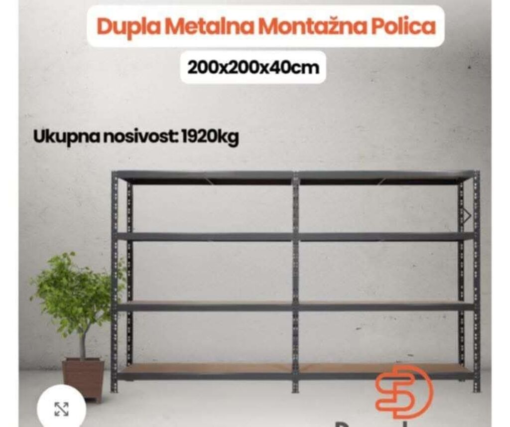 Dupla Metalna Montažna Polica dimenzija 200x200x40cm 1920kg