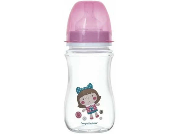 Canpol Baby Flašica Pink Doll, široki vrat, antikolik 240Ml