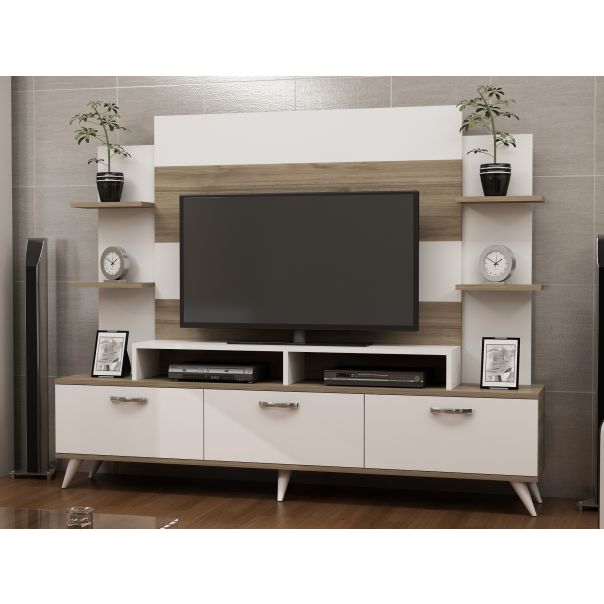 HANAH HOME TV komoda Diana,bela/svetlobraon