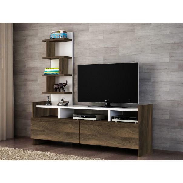 HANAH HOME TV komoda Aldora, bela/braon