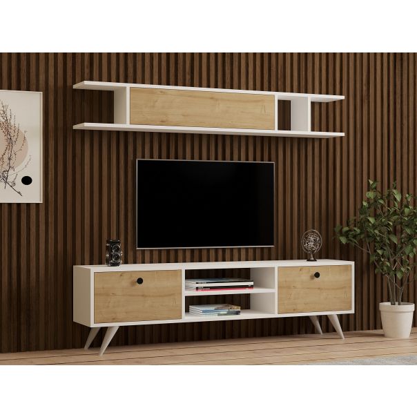 HANAH HOME TV komoda Italo, bela/krem