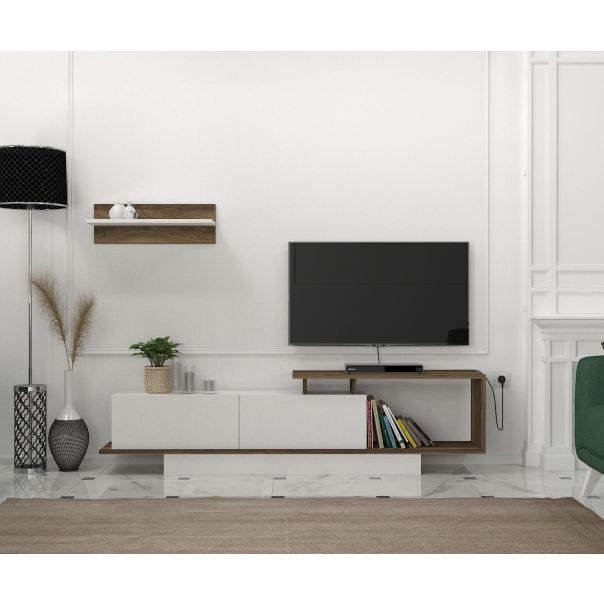 HANAH HOME TV komoda Asos, bela/braon