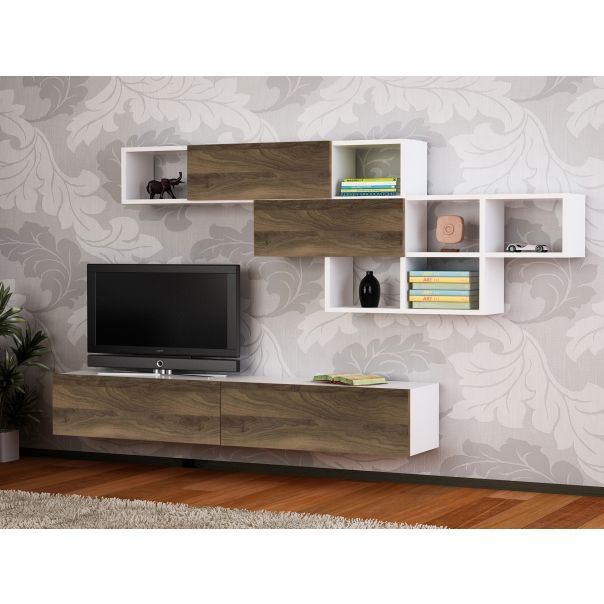 HANAH HOME TV komoda Aristo, bela/braon