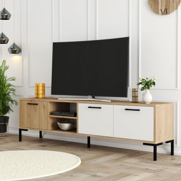 HANAH HOME TV komoda Aurora 1594, svetlobraon/bela