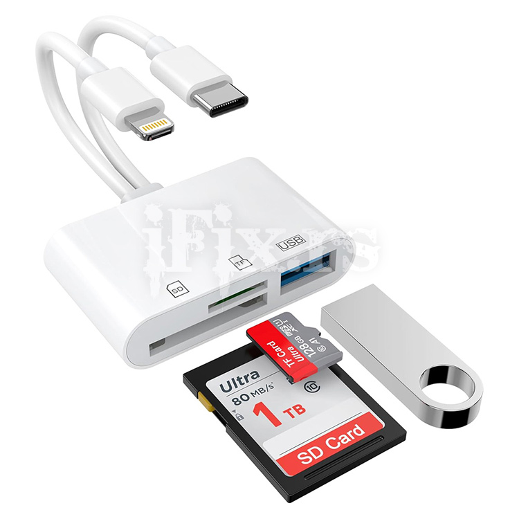 Lightning + USB-C na SD/TF/USB citac kartica za iPhone | iPad | MacBook