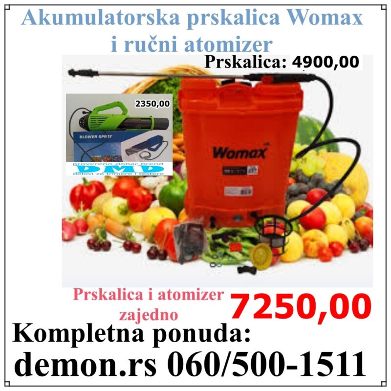 Prskalica akumulatorska WOMAX i ručni atomizer