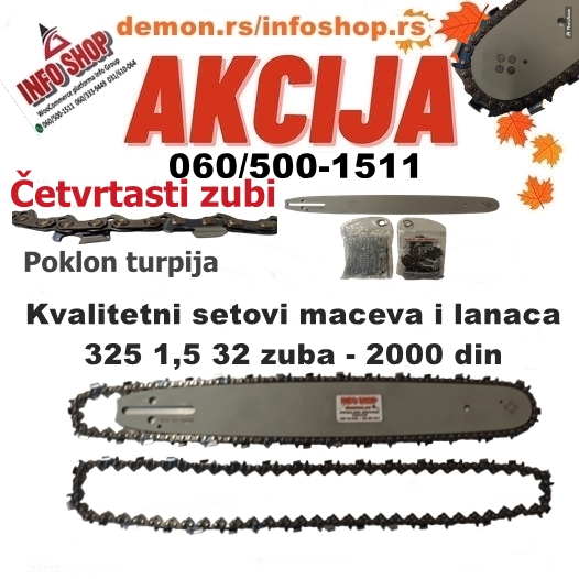 Vodilica + 2 lanca 16inch – 40 cm – 325 1.5 32 četvrtasta zuba