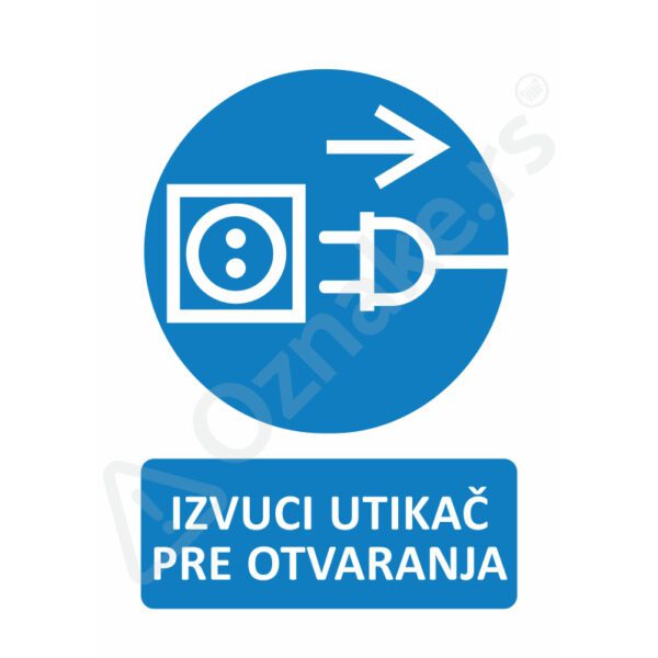 Izvuci utikač pre otvaranja