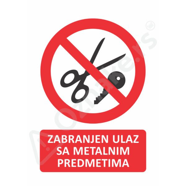 Zabranjen ulaz sa metalnim predmetima