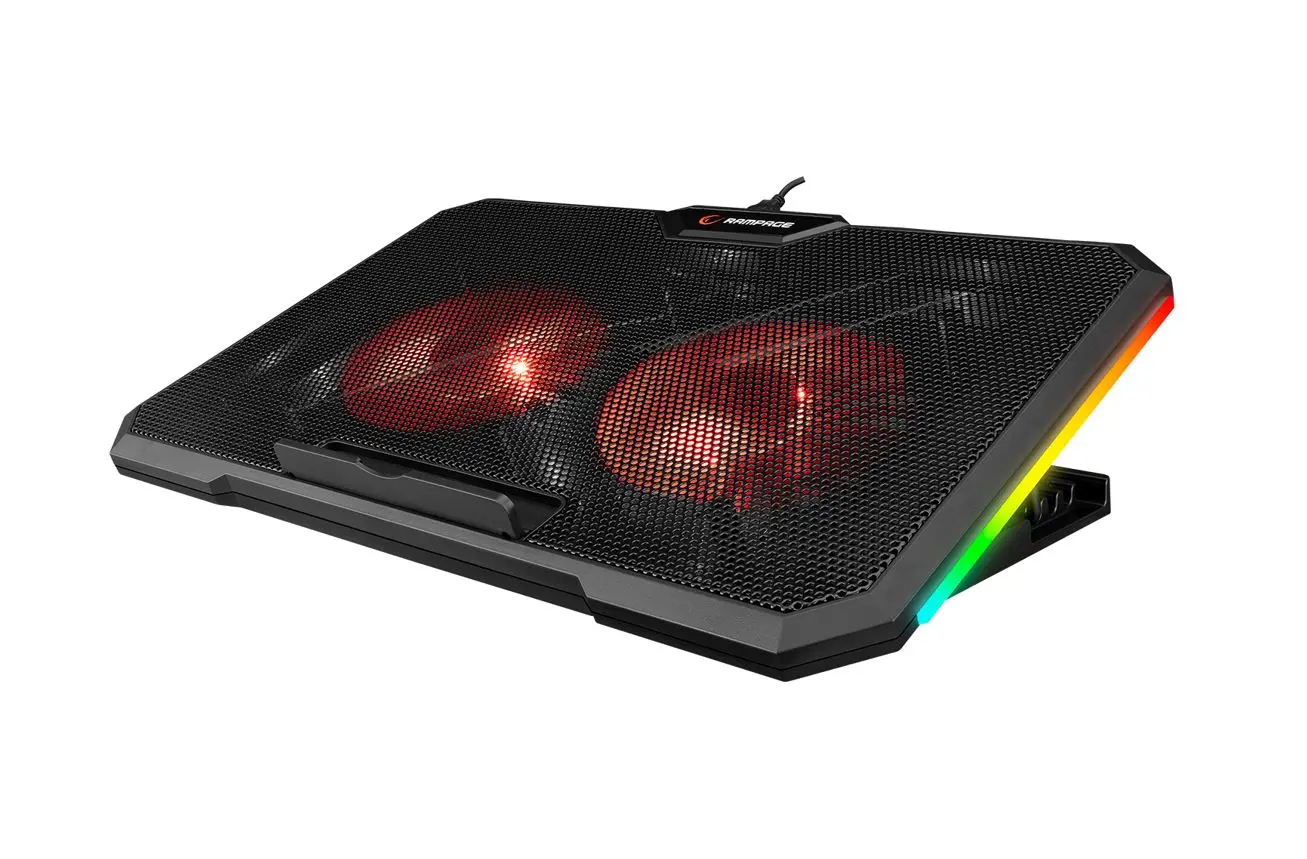 ADDISON Laptop Cooler NB Rampage AD-RC12 2 ventilatora 2 USB RGB osvetljen 15"-17" crni