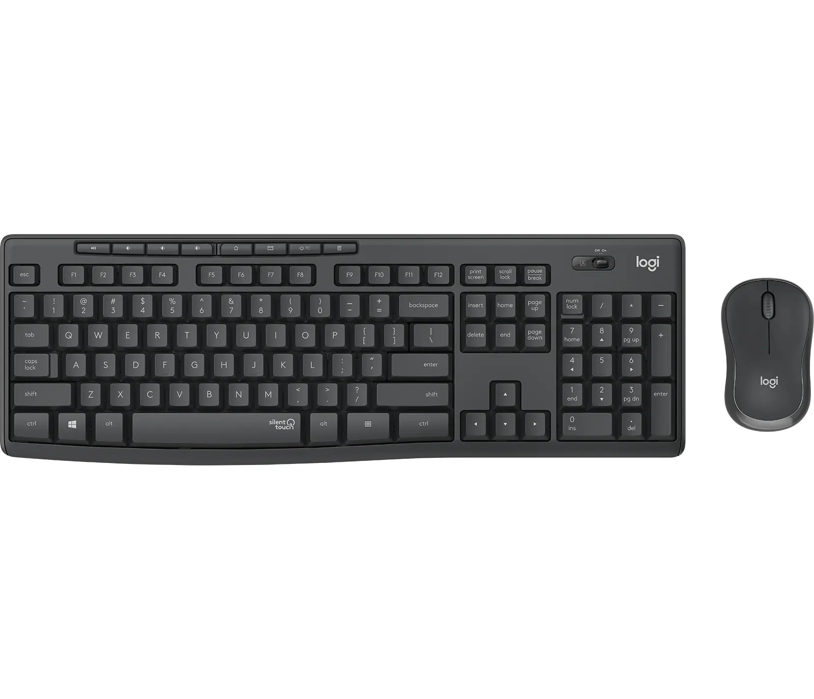 Logitech MK295 Silent Bežična tastatura i miš, Set, Crni