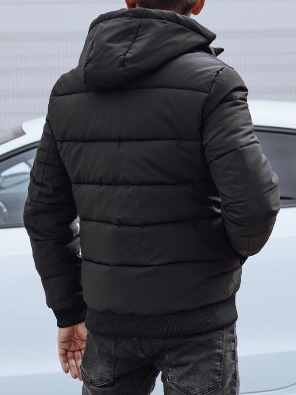 MEN'S WINTER QUILTED JACKET WITH HOOD BLACK DSTREET