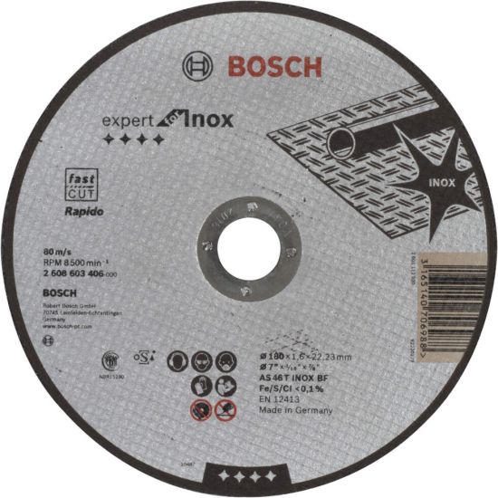 Bosch rezna ploča ravna Expert for Inox - Rapido AS 46 T INOX BF, 180 mm, 1,6 mm - 2608603406