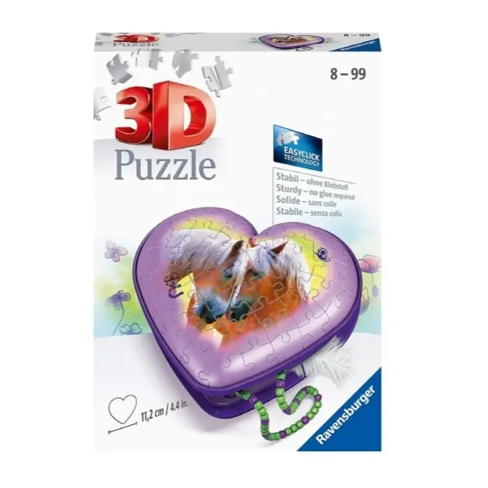 RAVENSBURGER Puzzla 3D Kutija u obliku srca sa konjima RA11171, 54 delova