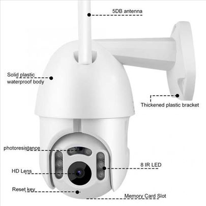 PTZ Ip WiFi kamera 1080P spoljna dve antene + 8 di