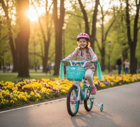 Nina Rose Bicikl 14" za devojčice model 722-14 sa pomoćnim točkovima - Zelena
