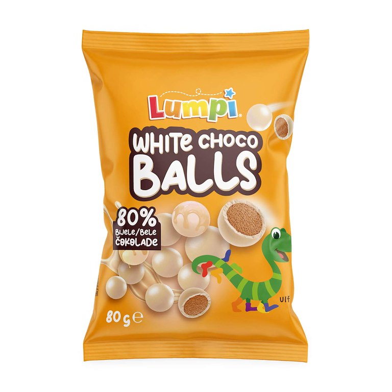 Lumpi flips čoko balls white 80g lumpi