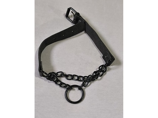 Kožni crni choker čoker ogrlica sa lancem