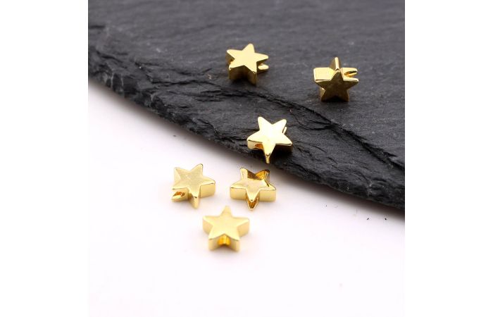 Perla zvezda 6x6 mm, rupa oko 2 mm- 18K pozlata ( 332087/23MK38B )