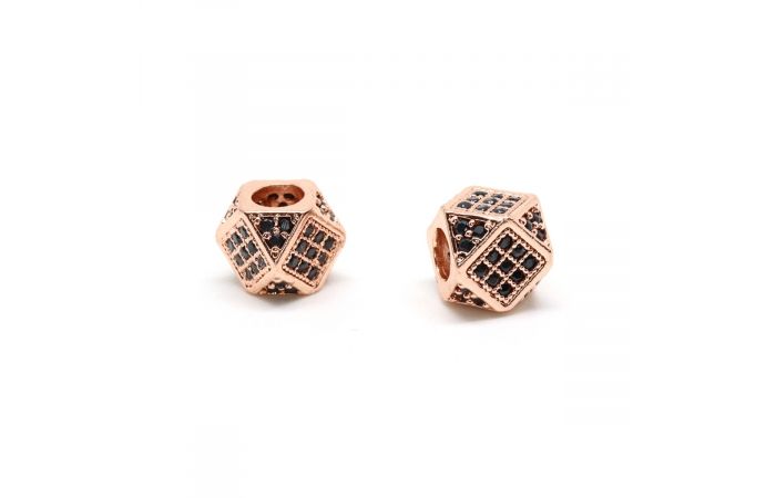 Perla 7x7mm prevlaka pozlata Rose Gold + CZ Cirkoni( 331104 )