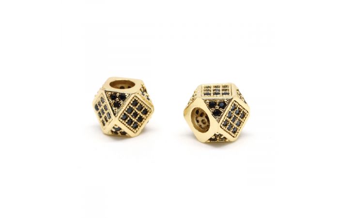 Perla 7x7mm prevlaka pozlata Yellow Gold + CZ Cirkoni( 332069 )