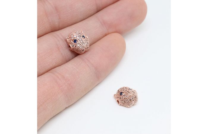 Perla 12x11 mm, prevlaka pozlata Rose Gold + CZ cirkoni ( 331095 )