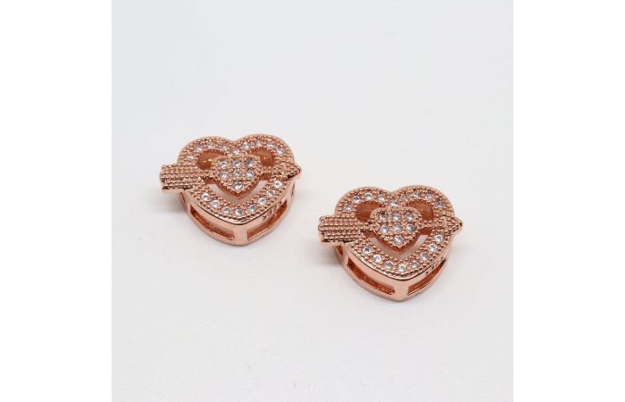 Perla 13x10 mm pozlata Rose Gold + CZ cirkoni ( 331083 )