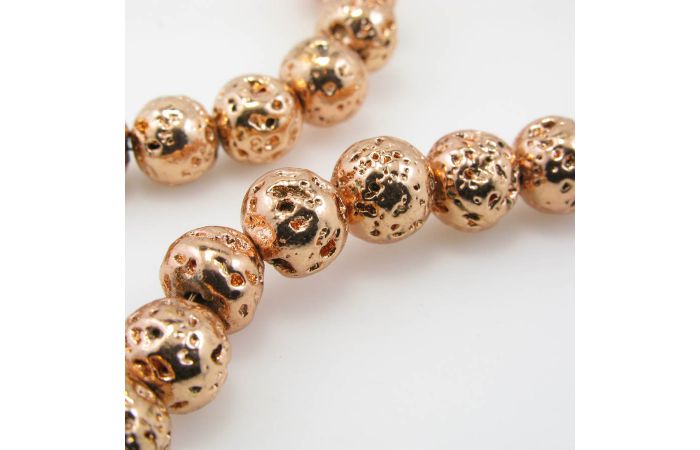 Electroplate Vulkanska lava perle 8mm, boja rose gold ( KPLAV129)