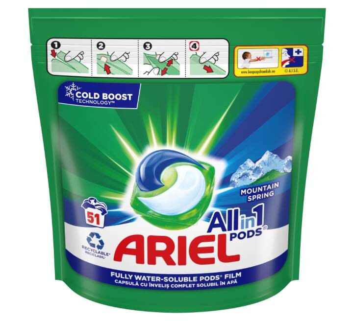 ARIEL ALL IN 1 MOUNTAIN SPRING KAPSULE ZA VEŠ 51KOM