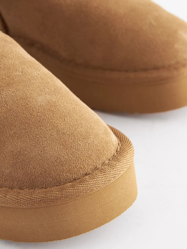 Bež-braon Braun - Ravni đon Mini Warm Lined Water Repellent Suede Pull-On Čizme