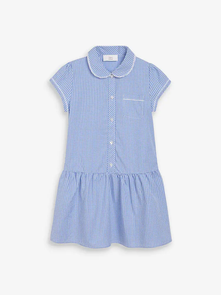 Plavo - Cotton Rich Drop Waist Gingham School Dress (3-14yrs)