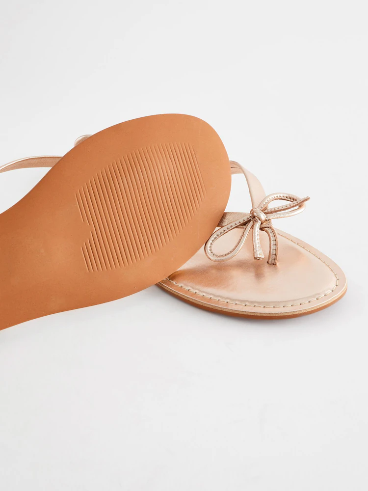 Rose Zlatno - Luk Detalj Koža Flip flops