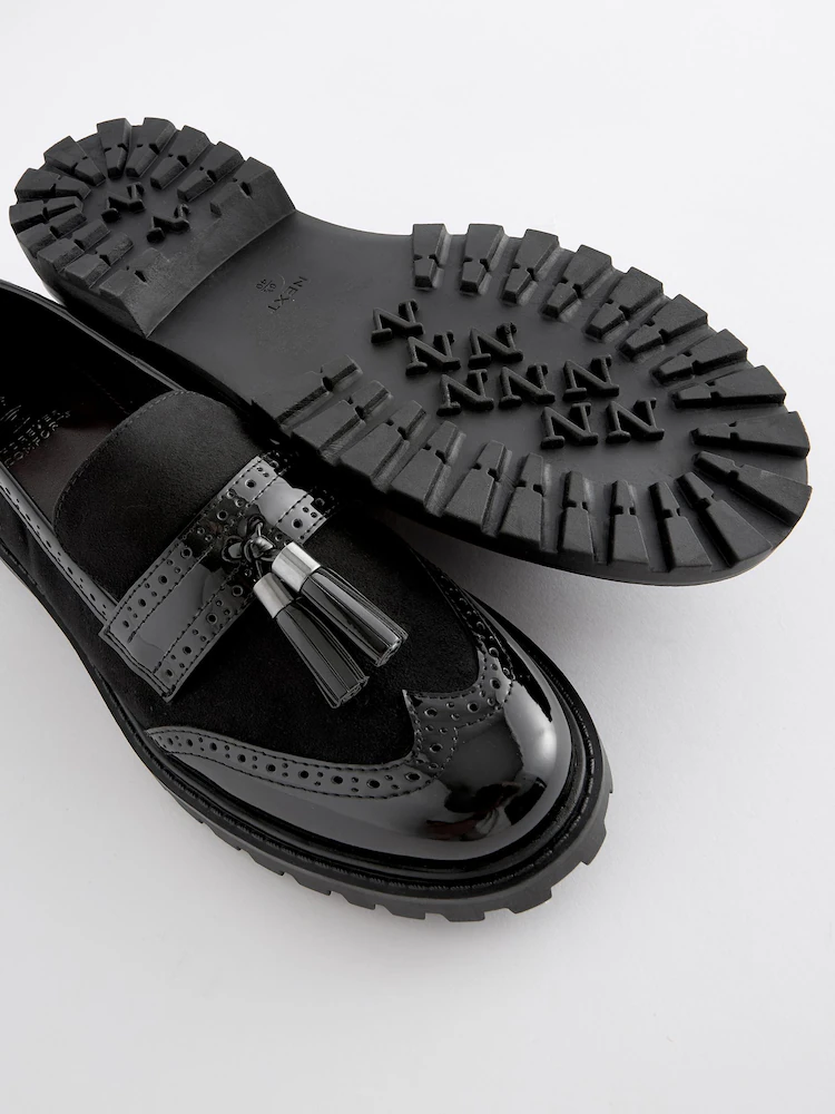 Цrno Miks - Tassel Detalj Cleated Chunki Loafer Cipele