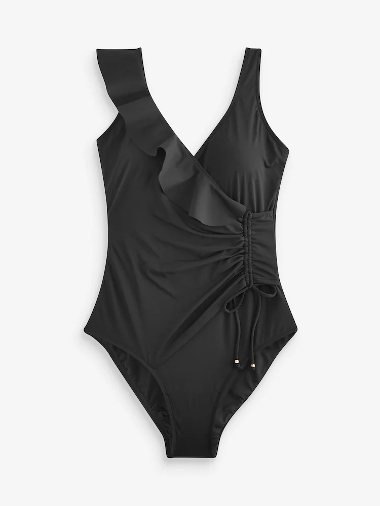 Crno - Frill Wrap Veš za oblikovanje stomaka Swimsuit