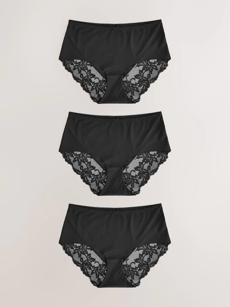 Crno - Bez vidljivih linija donjeg rublja Lace Back Gaćice 3 Pack