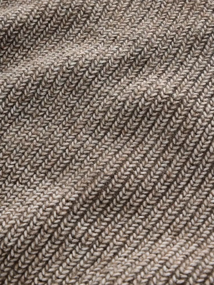 Neutralno - Opušteno Fit Rib Texture Polo Neck Džemper sa vunom