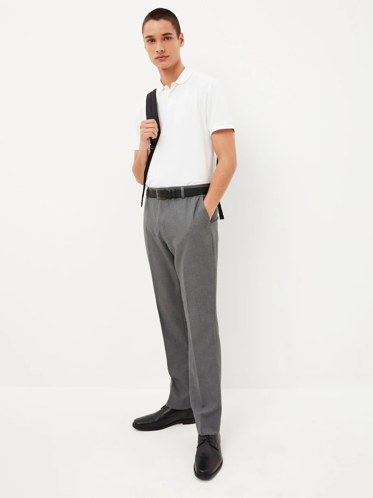 Svetlo siva - Standardni kroj - Machine Washable Plain Front Smart Trousers