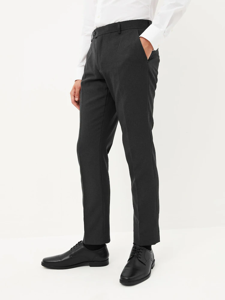 Ugalj Siva - Uži kroj  - Machine Washable Plain Front Smart Trousers