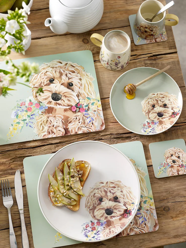 12 Piece Charlie the Cockapoo Dinner Set