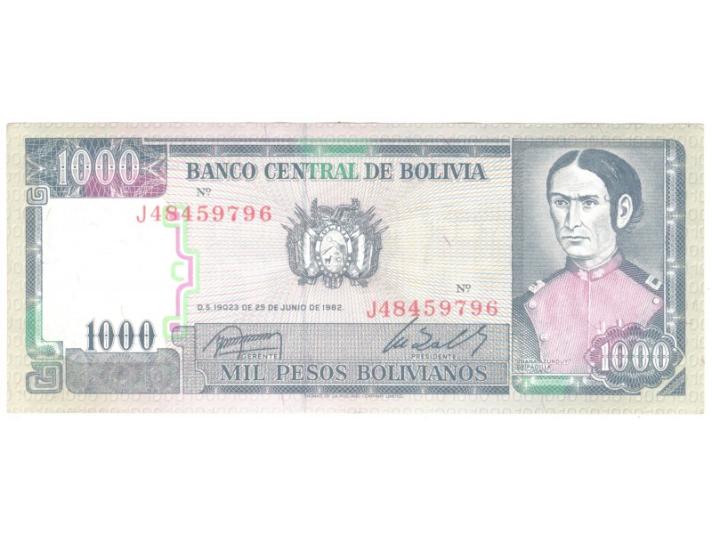 Bolivija 1000 pesos 1982 aUNC