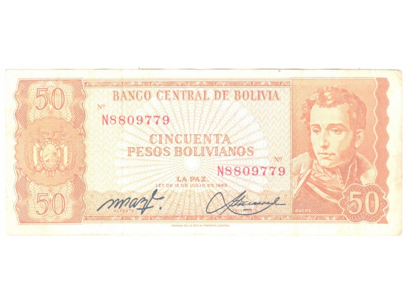 Bolivija 50 pesos 1962