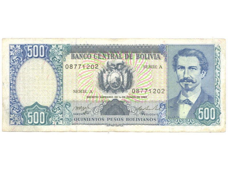 Bolivija 500 pesos 1981