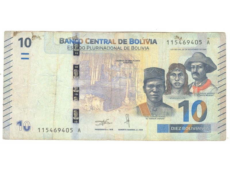 Bolivija 10 bolivianos 2018