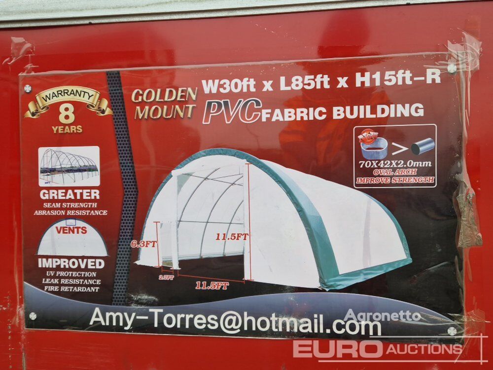 Prodaje se Golden Mount W30' x L85' x H15' PVC Fabric Building šatorski hangar na aukciji