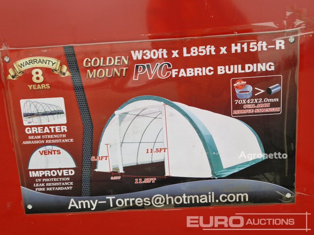 Prodaje se Golden Mount W30' x L85' x H15' PVC Fabric Building šatorski hangar na aukciji